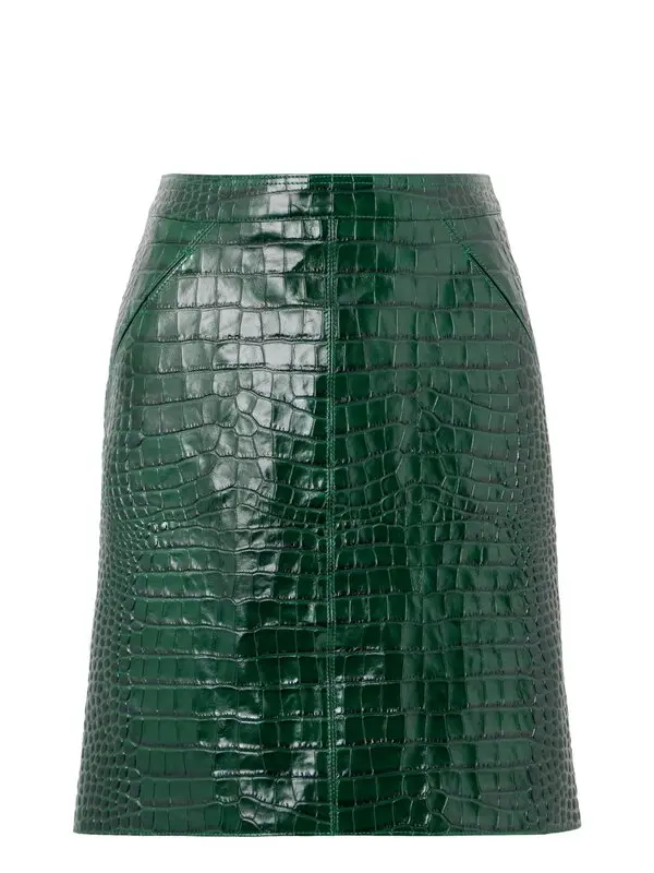 TOM FORD Croc-effect Leather Skirt - Green