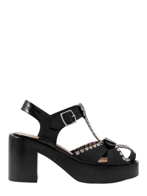 Bally Pasely Perforated Studded Leather Platform Sandals - Black