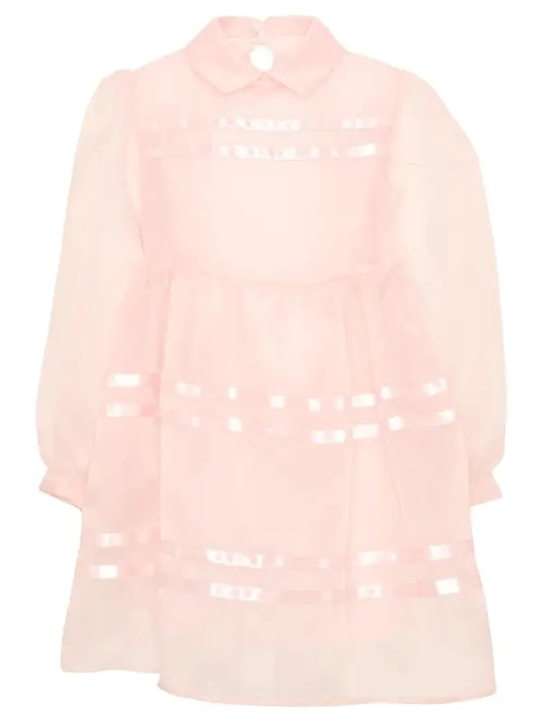 SIMONETTA Long-sleeve Tiered Dress With Peter Pan Collar - Pink