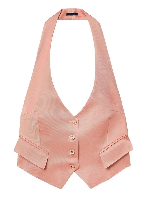 TOM FORD Open-back Silk And Wool-blend Twill Vest - Pink