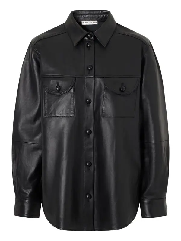 BLAZÉ MILANO Berber Leather Shirt - Black