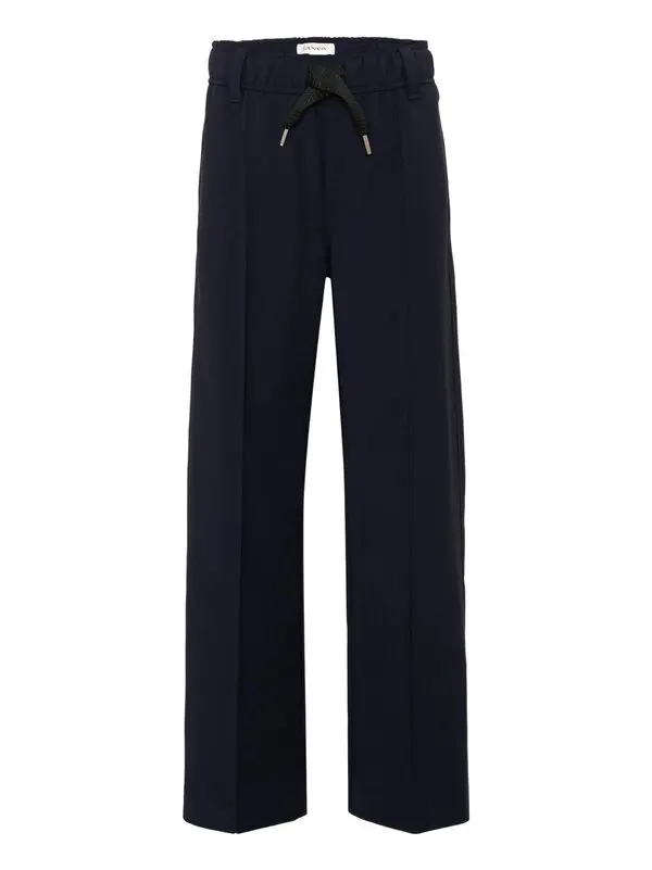 LANVIN Drawstring Pressed-crease Trousers - Navy Blue