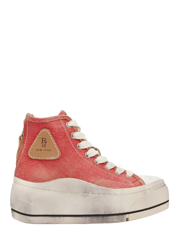 R13 High-top Distressed Sneakers - Crack Red