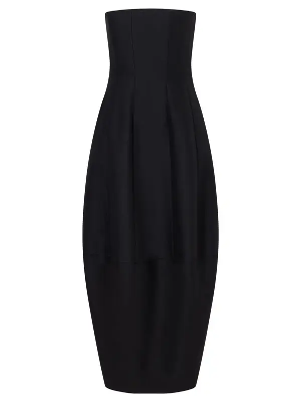 Khaite Stela Wool And Silk-blend Midi Dress - Black