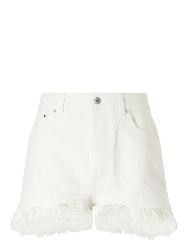 Rabanne Denim Fringe Shorts - White