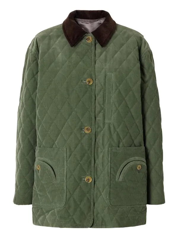 BLAZÉ MILANO Clelia" Matelassé Corduroy Jacket With Contrasting Collar - Green