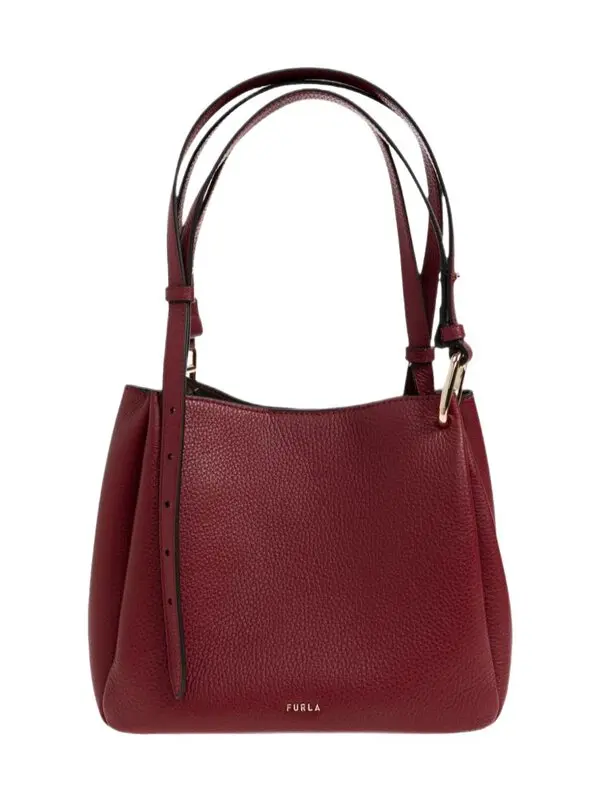Furla Grained Leather Shoulder Bag - Deep Red