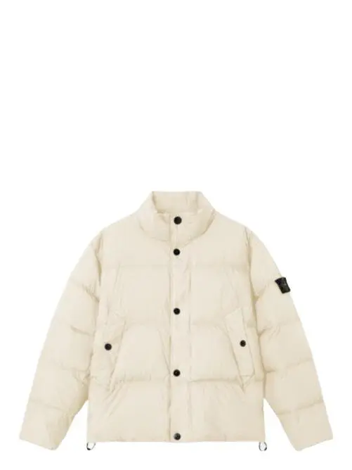 Stone Island Padded Down Jacket With Stand Collar And Wind Resistance - Ivory