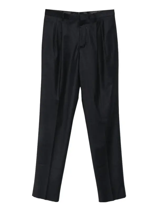 LARDINI Pleated Wool Trousers - Navy