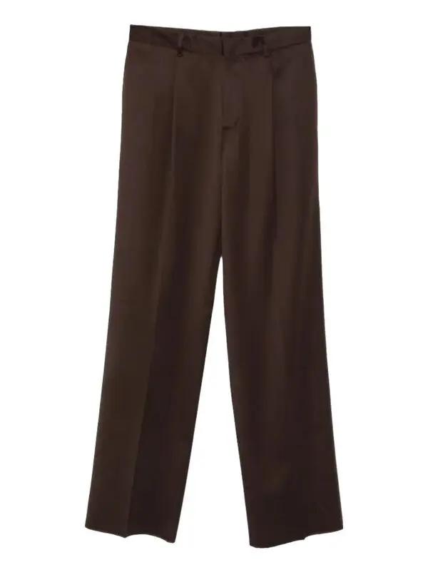 LARDINI Pleated Straight-leg Trousers - Brown