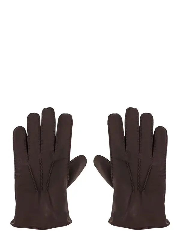 Orciani Leather Gloves With Stitched Profiles And Elastic Insert - Black