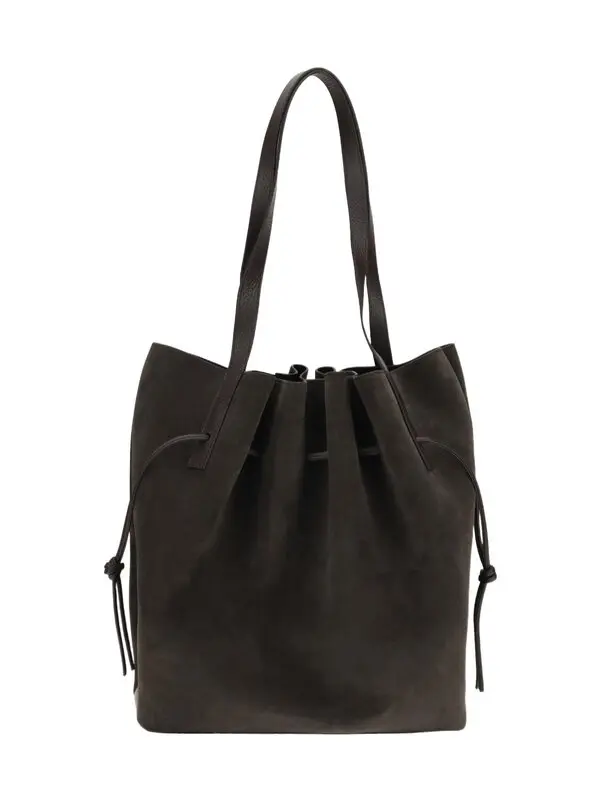 Yuzefi Scallop Drawstring Tote Bag - Black