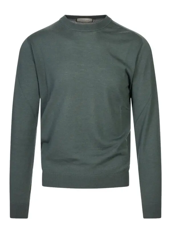 Canali Long Sleeve Round Neck Knit Top - Green