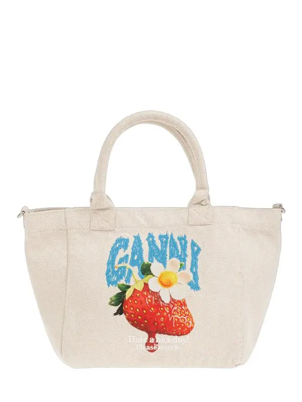 GANNI Strawberry Printed Tote Bag - Off-white