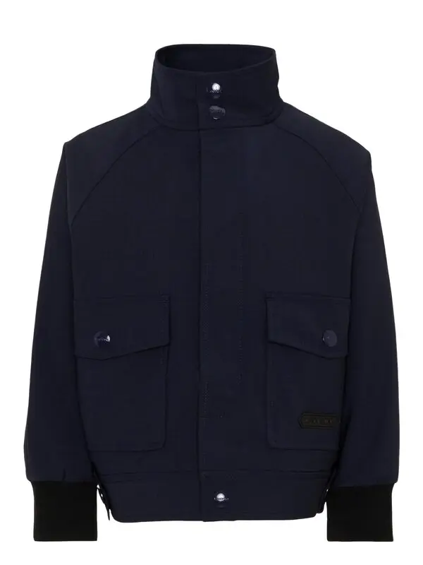 LANVIN Logo-patch Funnel Neck Jacket - Blue