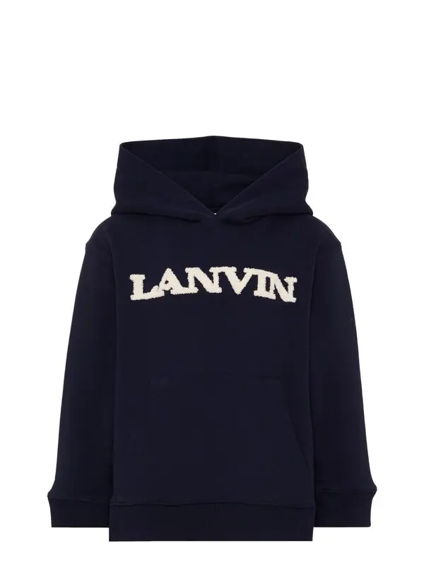 LANVIN Oversized Logo Embroidered Hoodie - Blue