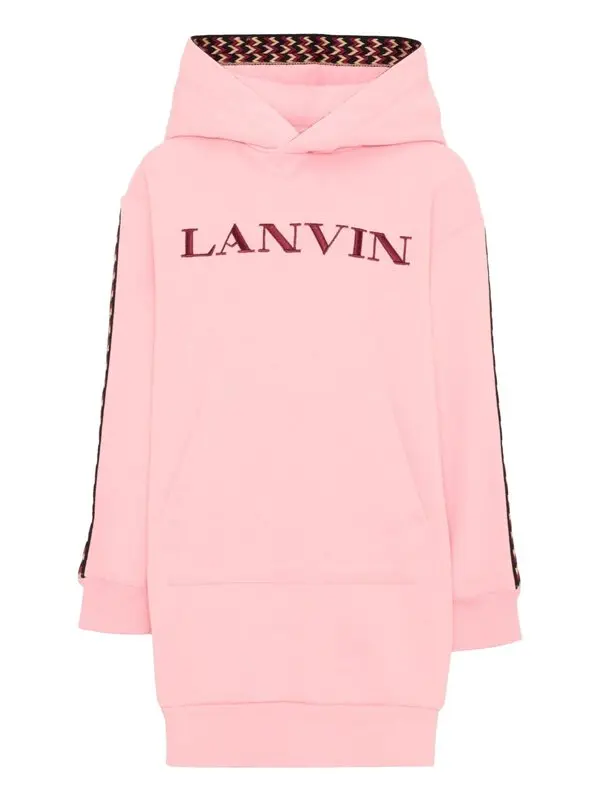 LANVIN Logo-embroidered Hooded Dress - Pink