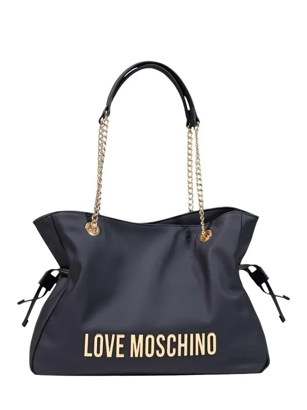 Moschino Dual-handle Shoulder Bag With Gold Tone Logo - Black