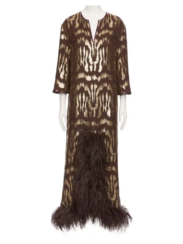 Valentino Garavani Long-sleeved Dress With Feather Trim - No