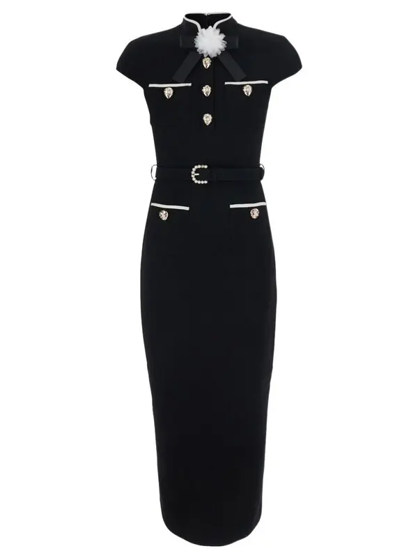 SELF-PORTRAIT Embellished Fitted Dress - Black