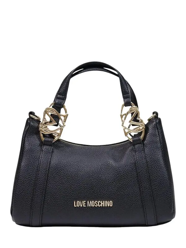 Moschino Dual-handle Shoulder Bag With Gold-tone Heart Details - Black