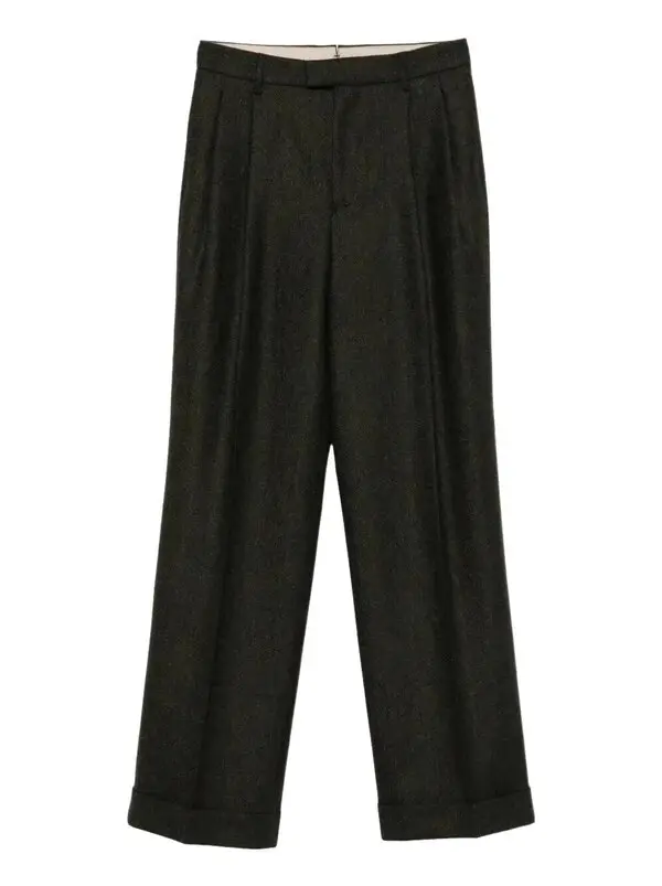 BERWICH Pleated Cuffed Trousers - Grey