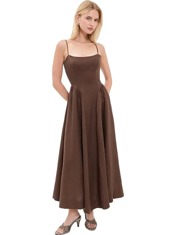 REFORMATION Neri Linen Dress - Pinecone