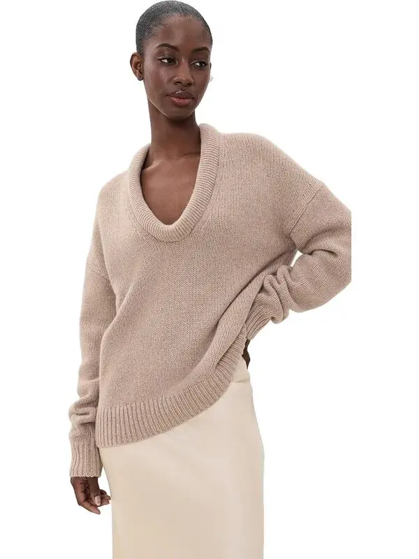 REFORMATION Jonie Cashmere Oversized Pullover - Oatmeal