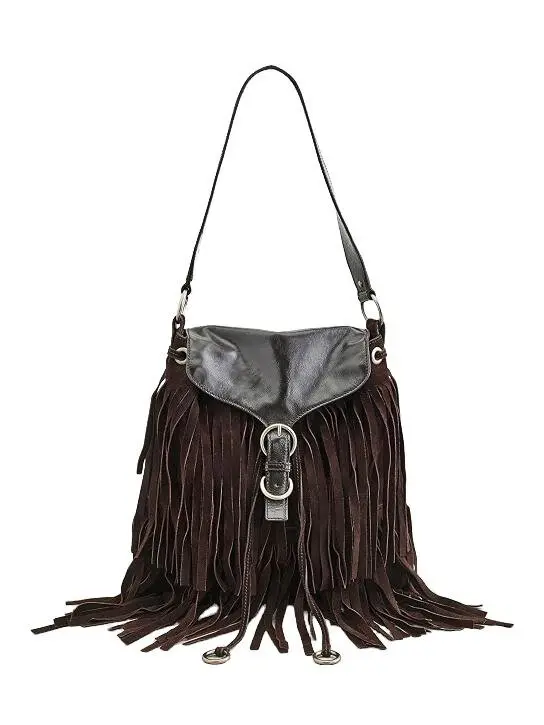 Shopbop Saint Laurent Suede Fringe Shoulder Bag - Brown