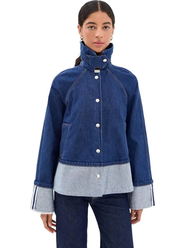 Brandon Maxwell The Wells Trapeze Denim Jacket - Indigo