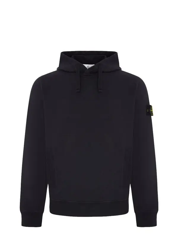 Stone Island Cotton Hoodie With Compass Badge - Black