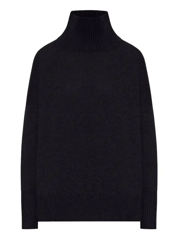 LISA YANG Heidi Cashmere Oversize Turtleneck Sweater - Black