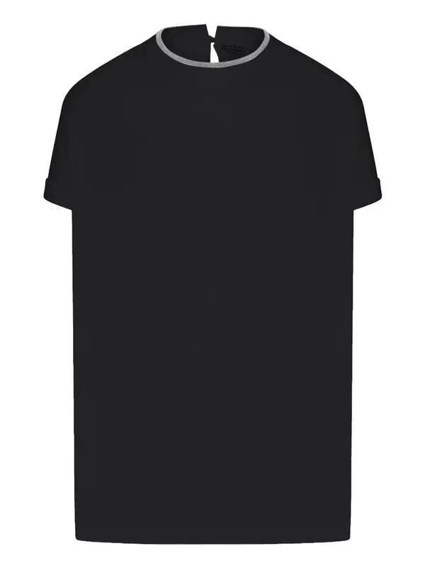 Brunello Cucinelli Jersey T-shirt With Monili Detail - Black