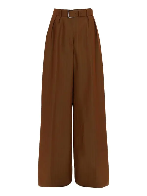 Dries Van Noten Tailored Wide Leg Belted Trousers - Brown