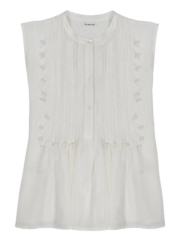 P.a.r.o.s.h Embellished Silk Blouse - White