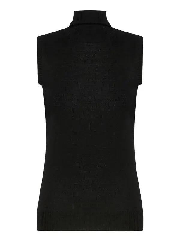 Sportmax Sleeveless Pure Wool High Neck Top - Black