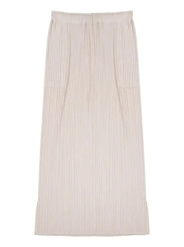 Issey Miyake Pleated Full Length Skirt - Cream