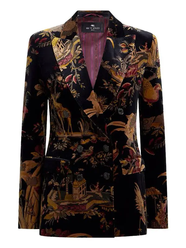 Etro Double-breasted Velvet Jacket - Black