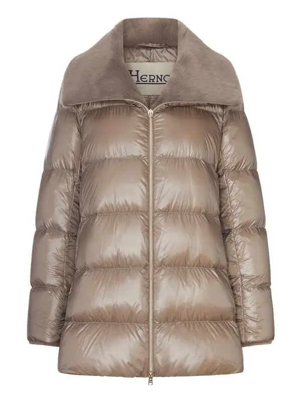 Herno Long Puffer Coat With Faux Fur Collar - Multicolor