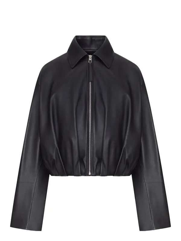 Loewe Lamb Nappa Jacket With Asymmetric Draping - Black