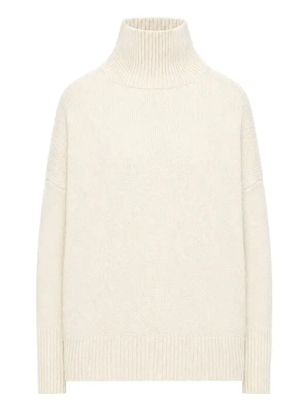 LISA YANG Heidi Ribbed Cashmere Oversize Turtleneck Sweater - Cream