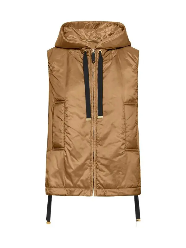 Max Mara Padded Vest With Hood In Waterproof Canvas - Multicolor