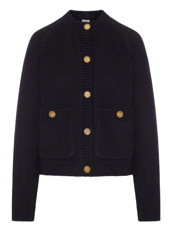 TOTEME Cotton Cardigan With Hammered-effect Buttons - Black