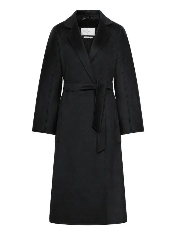 Max Mara Ludmilla Wool Coat With Waist Belt - Black