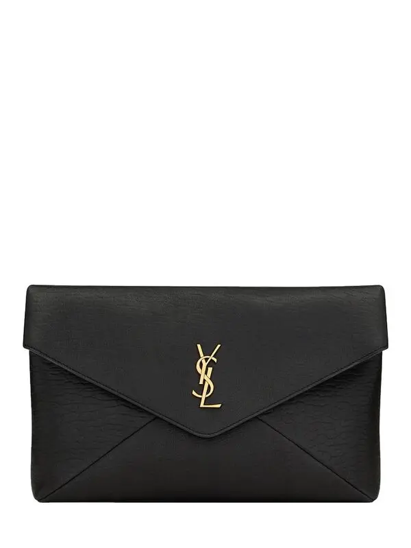 Saint Laurent Cassandre Lambskin Envelope Pouch - Black