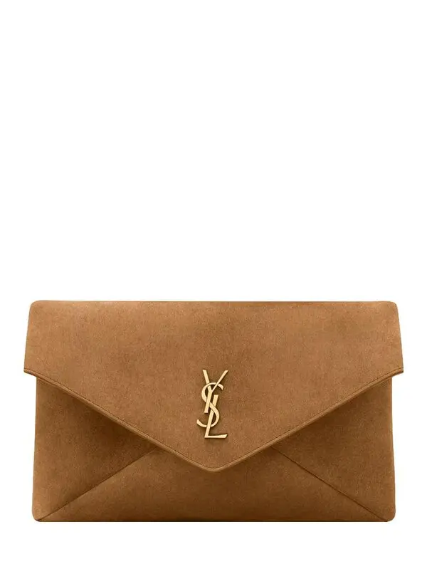 Saint Laurent Large Cassandre Envelope Clutch In Suede - Multicolor