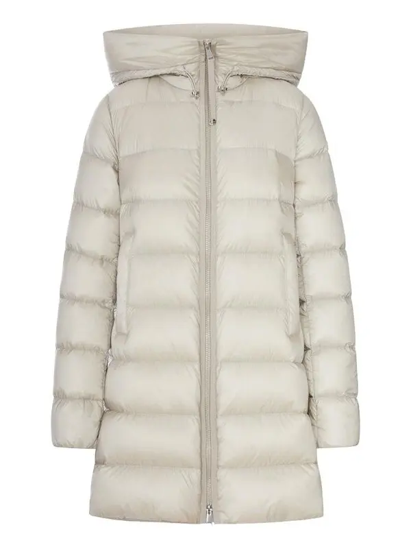 Moncler Midi Hooded Down Coat - Cream
