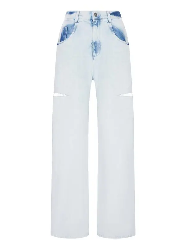 MAISON MARGIELA Wide Leg Jeans With Distressed Details - Multicolor