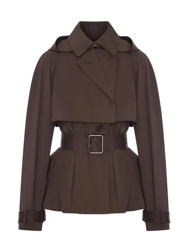 Loewe Cotton And Silk Gabardine Balloon Silhouette Jacket - Brown