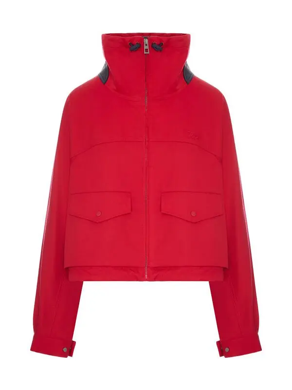 Loewe Cotton And Silk Gabardine Jacket With Contrasting Leather Details - Red